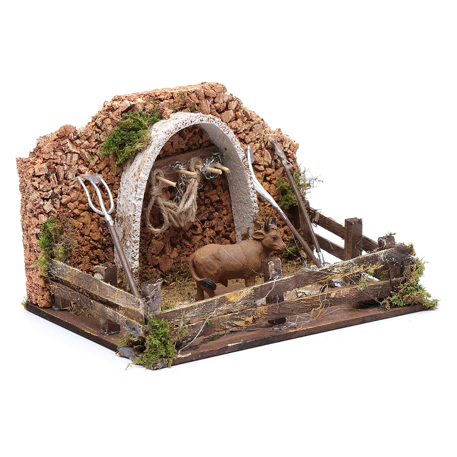 Ox pen with shovels, rakes and pitchforks 10x20x15 cm | online sales on ...