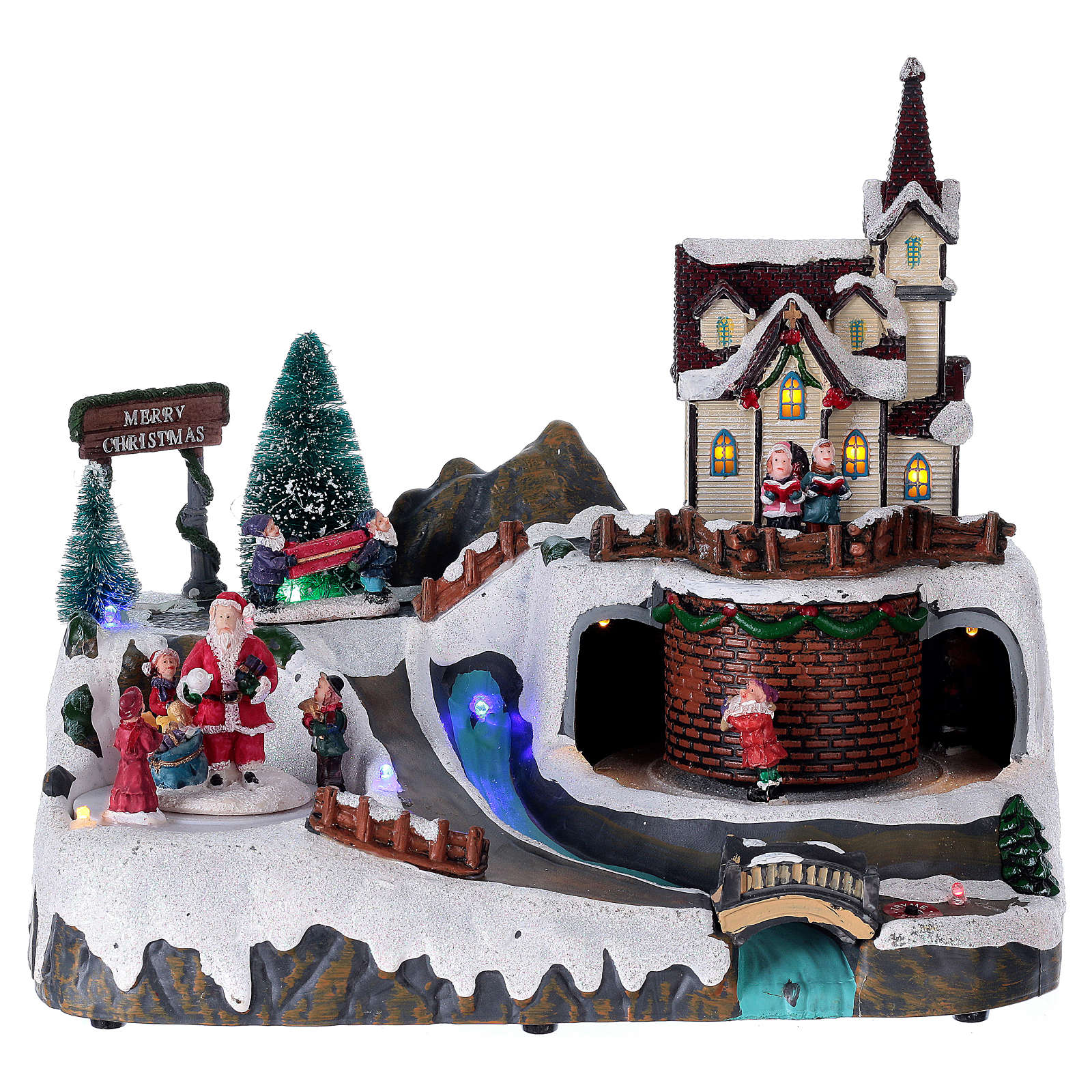 Christmas Village with Moving Santa Claus and Elves 20x25x20 | online ...