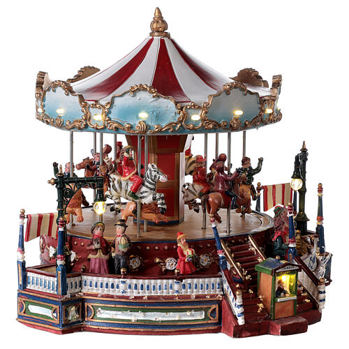 Christmas Carousel Holiday Scene with lights music 25x30x30 electric ...