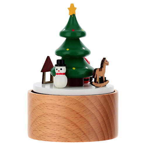 Wooden Christmas music box with tree and characters, 10 cm | online ...