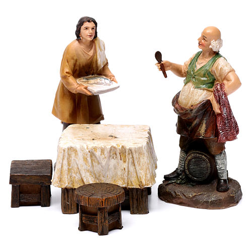 Shepherds in the Tavern with Table Resin 2 pcs for 13 cm Nativity ...