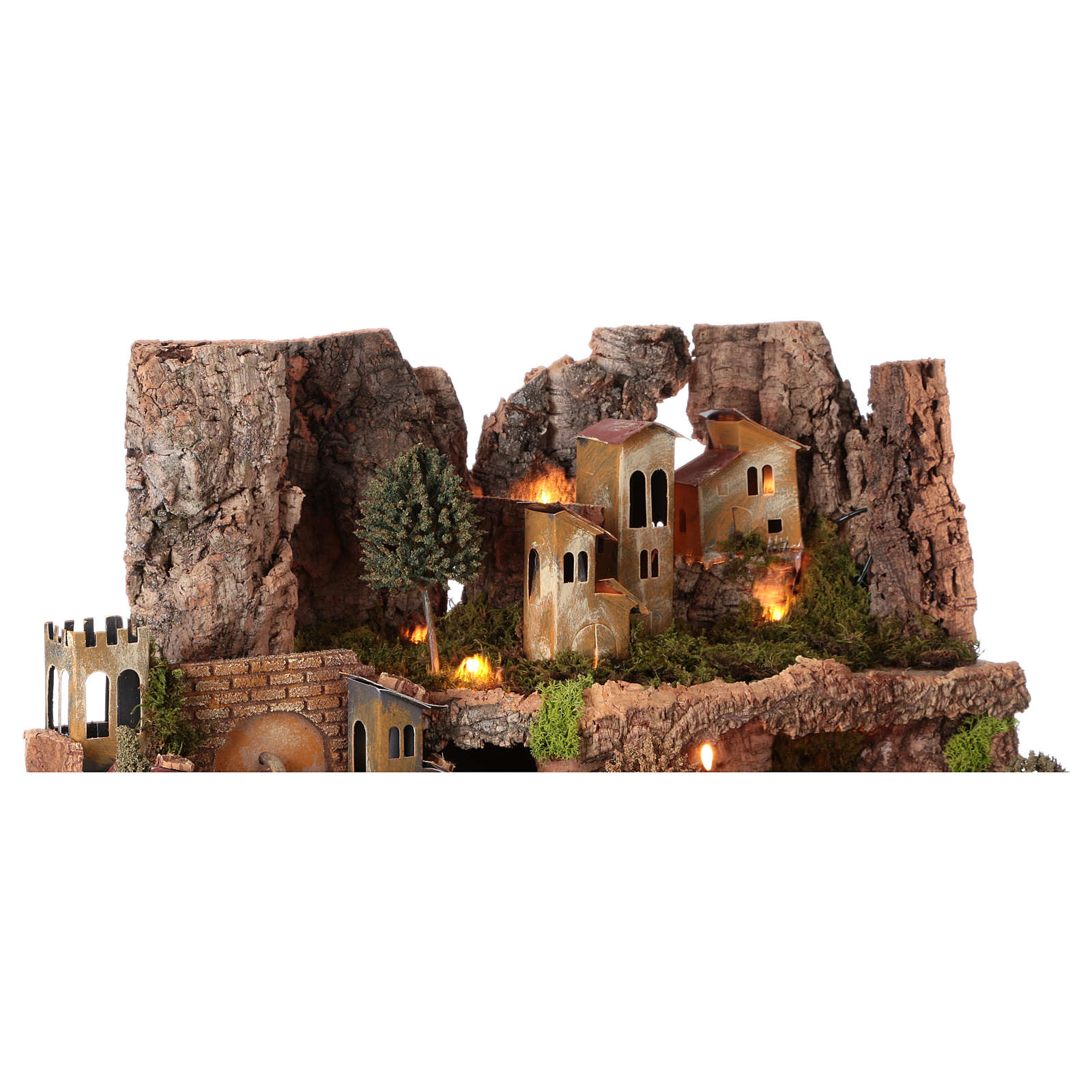 Village crèche Nativité fontaine grotte lumières 35x55x40 | vente en ...