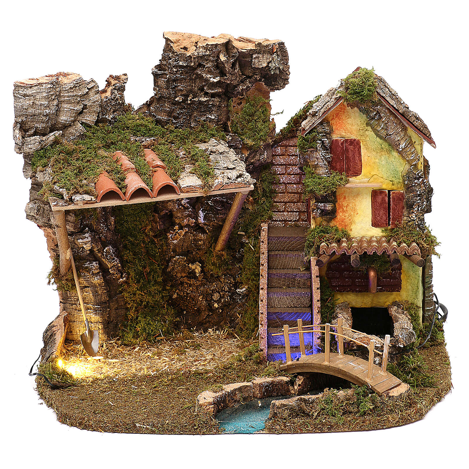 Nativity stable night time effect bridge and river, 30x40x25 | online ...