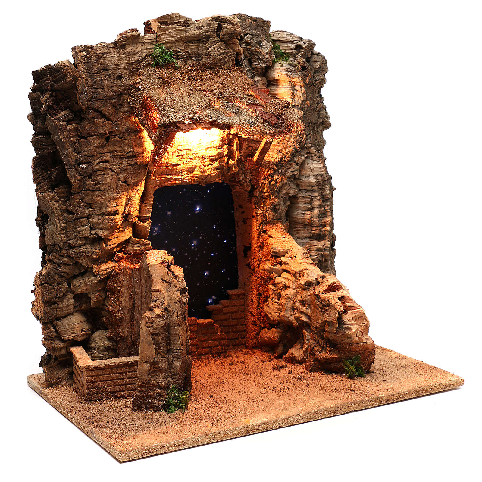 Rustic Nativity stable with nighttime background, for 10 cm | online ...