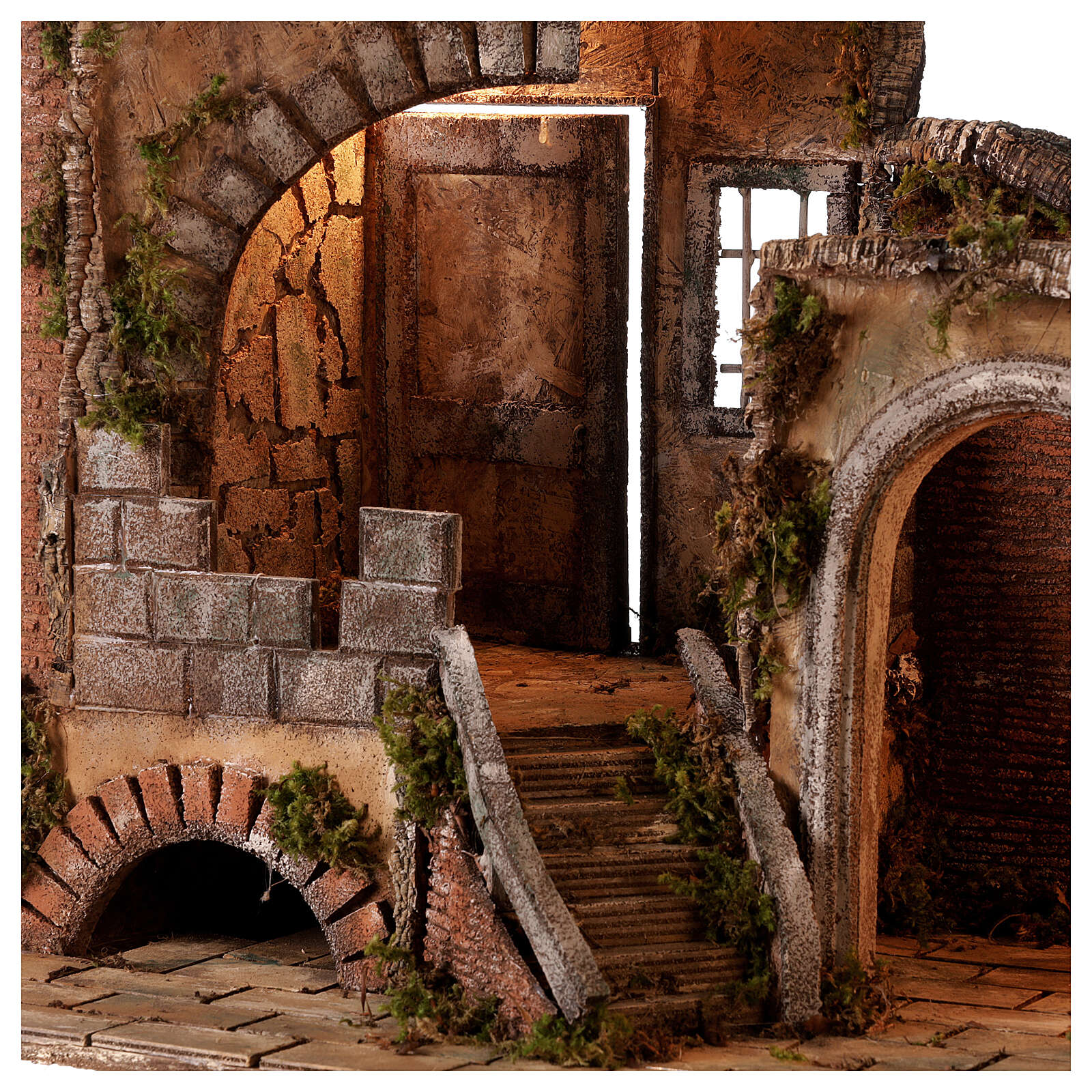 Tempio antico con luce e fontana 55x65x40 presepe napoletano 18-24 cm ...