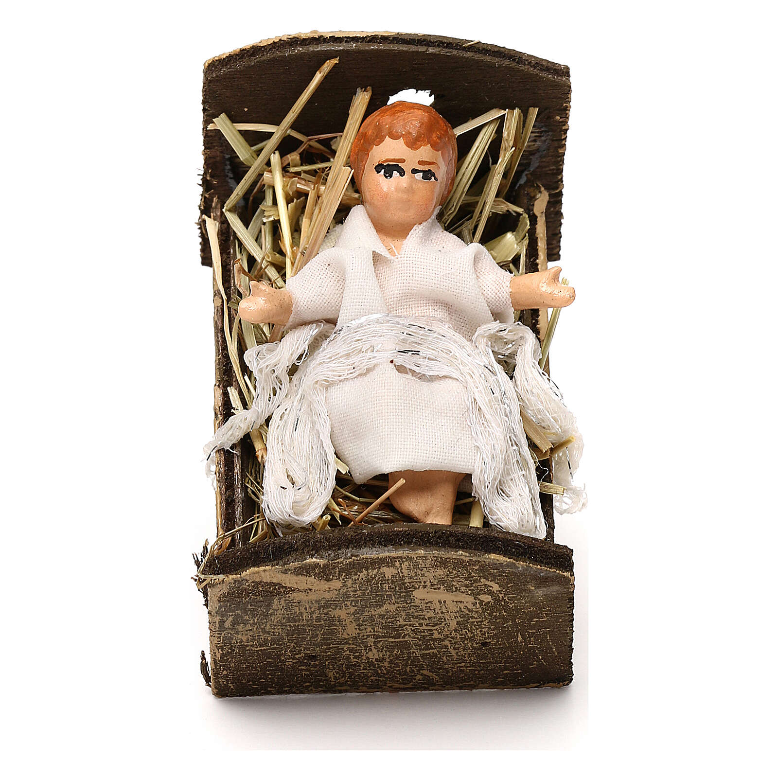 Baby Jesus in manger, wood 12 cm Neapolitan nativity | online sales on ...