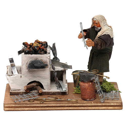 STOCK Fabbro con banco terracotta vestito 12 cm presepe Napoli ...