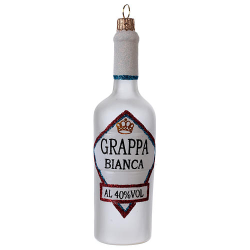 White Grappa bottle, blown glass Christmas ornament | online sales on ...