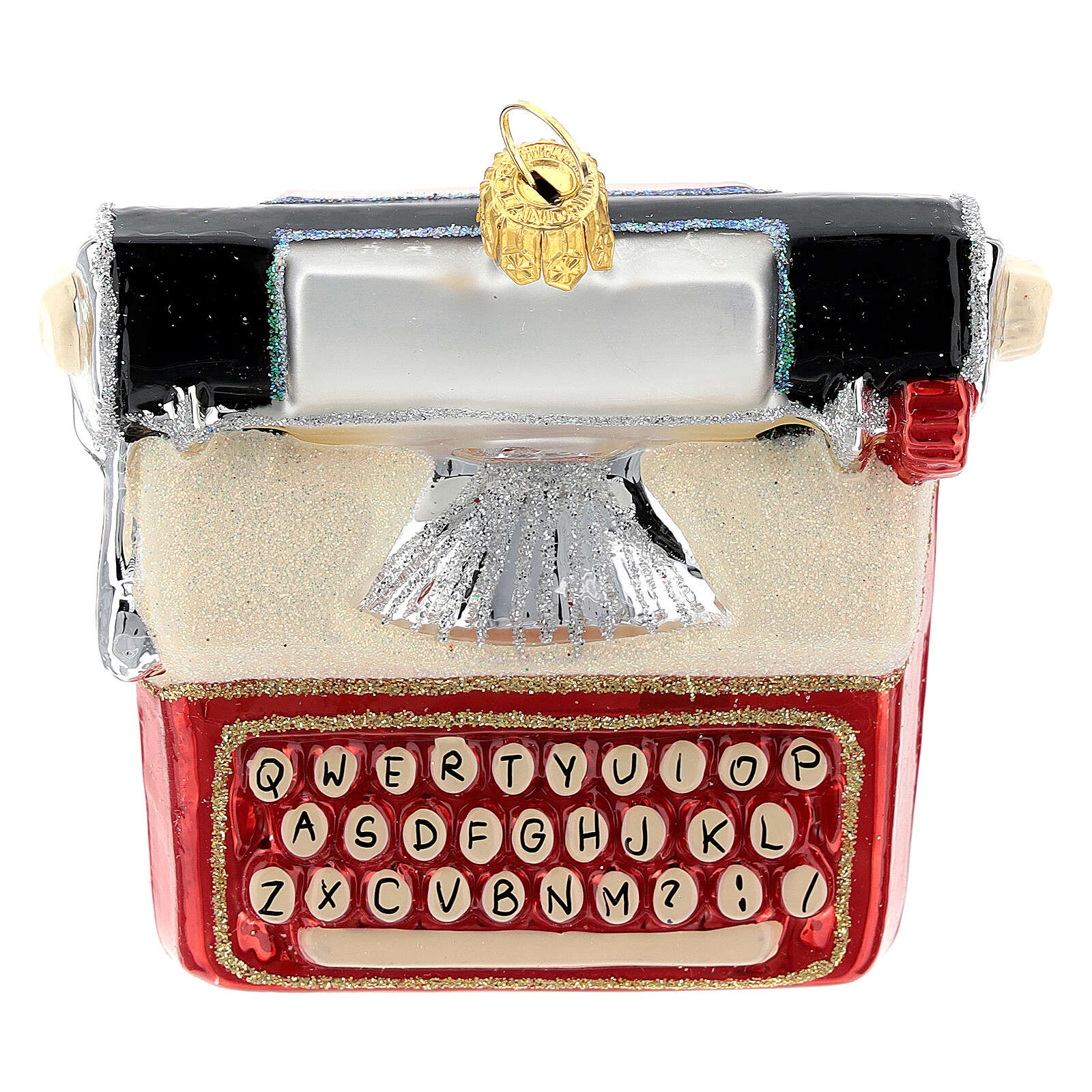Blown glass Christmas ornament, typewriter | online sales on HOLYART.co.uk