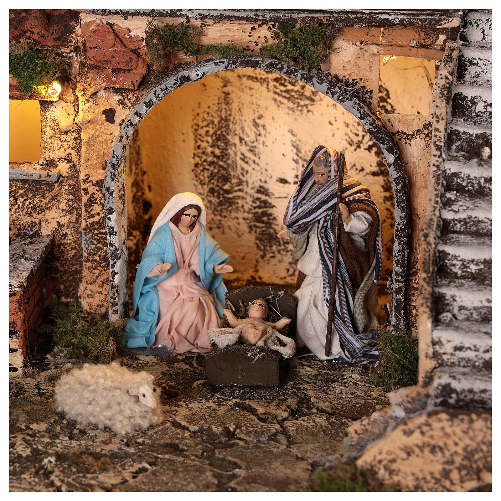 Borgo presepe napoletano scalinata completo statue terracotta fontana ...