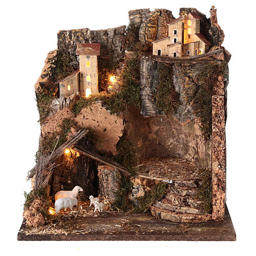 Décor crèche avec Nativité et éclairage 35x35x30 cm | vente en ligne ...