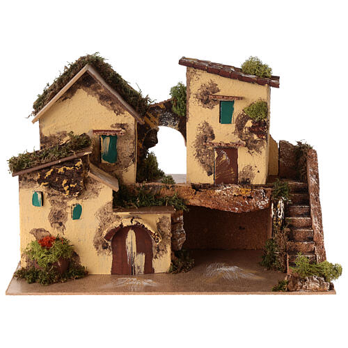 Houses with stable, arch and stairs for 6 cm Nativity Scene 20x30x20 cm ...