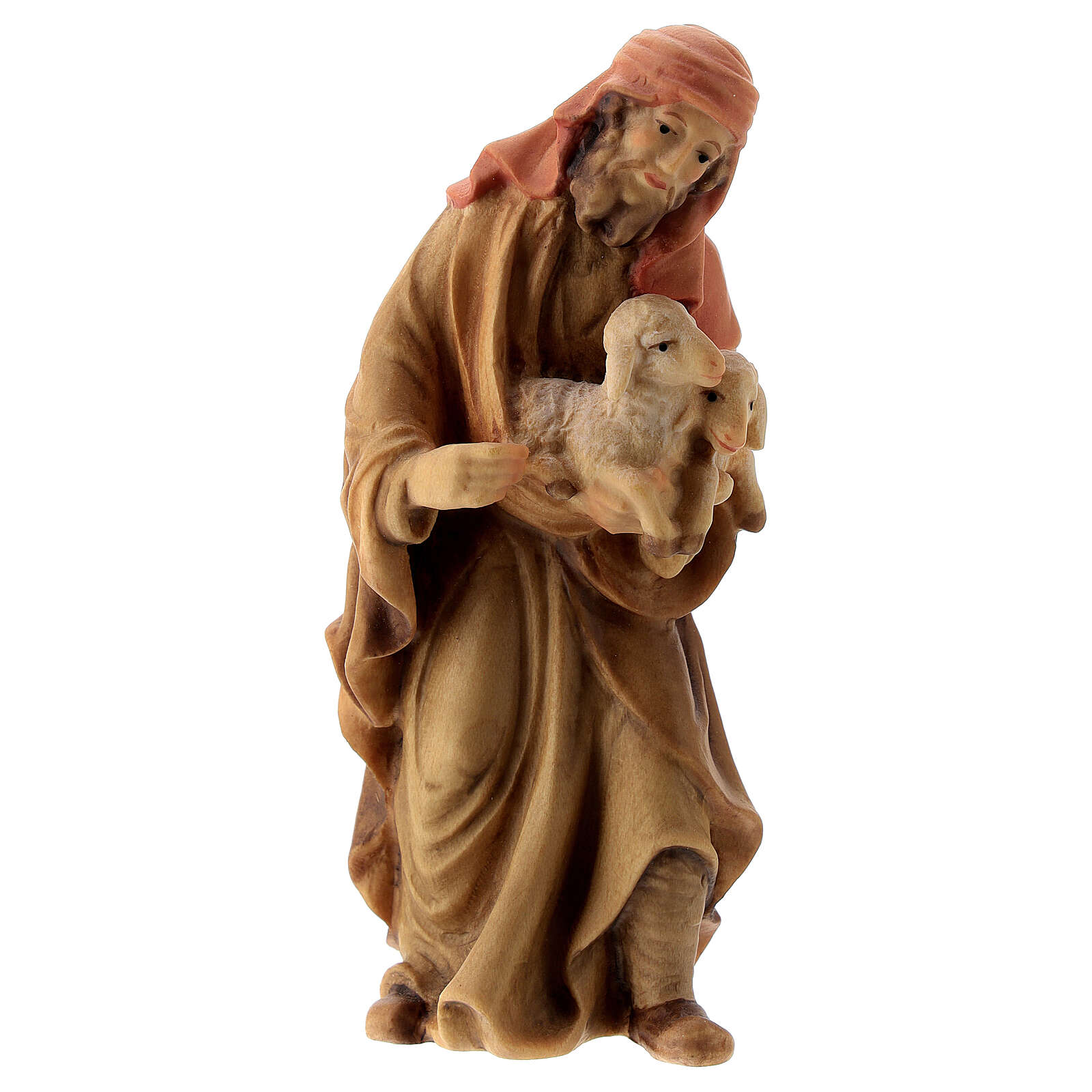 Shepherd with two lambs Nativity scene 12 cm wood Val | online sales on ...