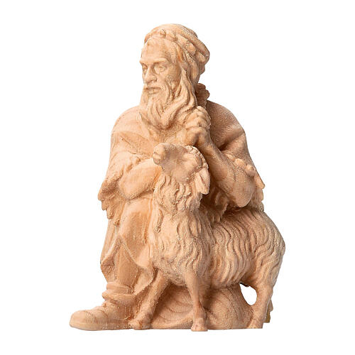 Shepherd kneeling with sheep in Mountain Pine wood nativity 12 cm ...