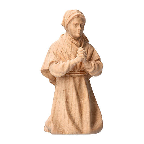 Peasant girl prays on her knees in Mountain Pine wood nativity 10 cm ...