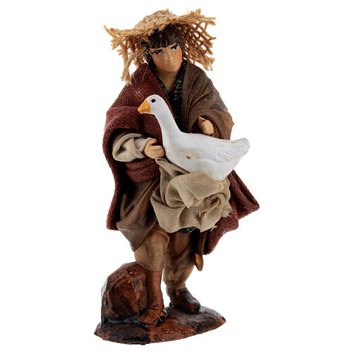 Man with goose 8 cm Neapolitan nativity scene | online sales on HOLYART.com