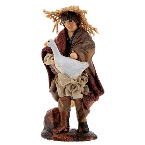 Man with goose 8 cm Neapolitan nativity scene | online sales on HOLYART.com