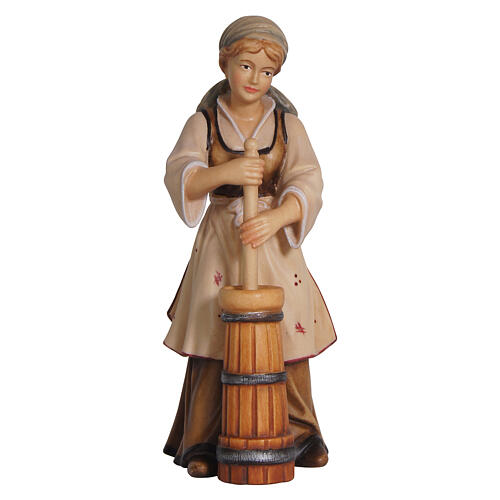 Farmer with painted wooden butter barrel 12 cm Mahlknecht Val Gardena ...