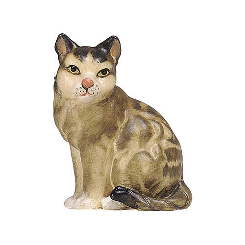Cat figurine 12 cm painted Val Gardena wood Mahlknecht nativity ...
