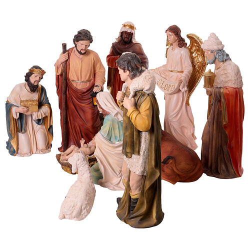 Crèche complète 80 cm 11 pièces en résine colorée pour intérieur ...