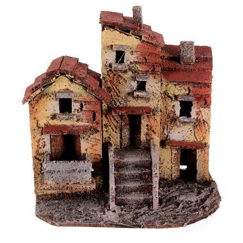 Neapolitan nativity scene cork steps balcony houses 10-12 cm | online ...