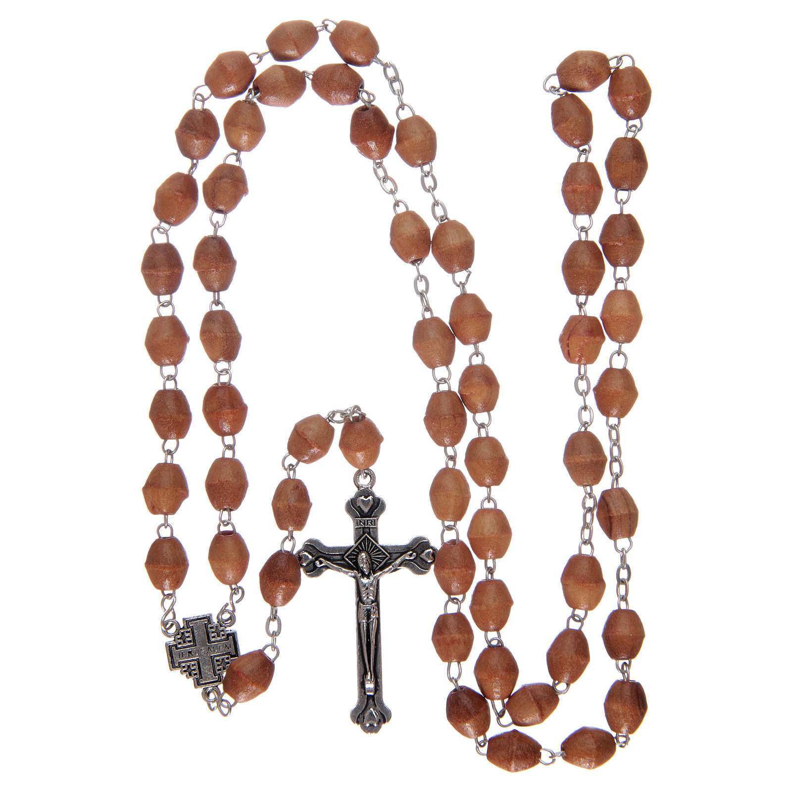 Rosary with Jerusalem center piece, Palestinian olive wood 8x6 m ...