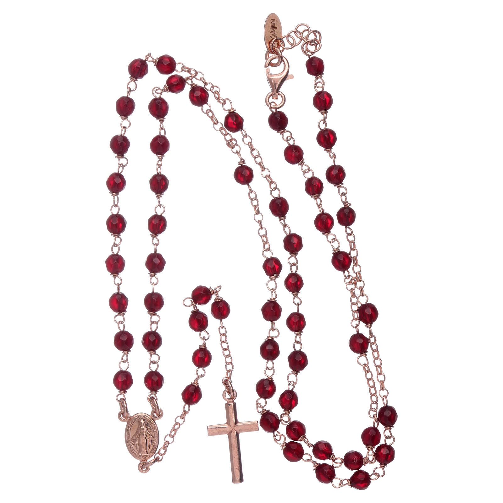 Classic rosary AMEN rosè in 925 sterling silver and 3 mm | online sales ...