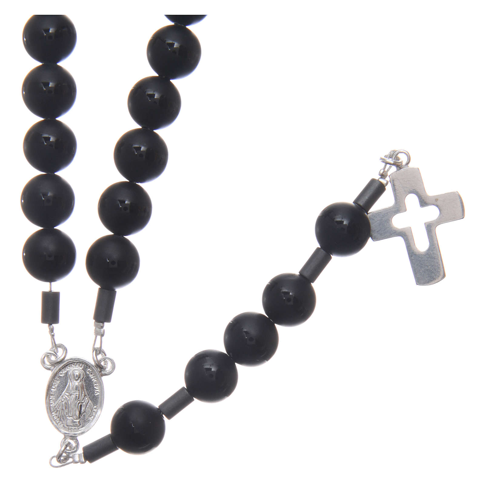 Rosary for men in 925 sterling silver with onyx beads wire | online ...