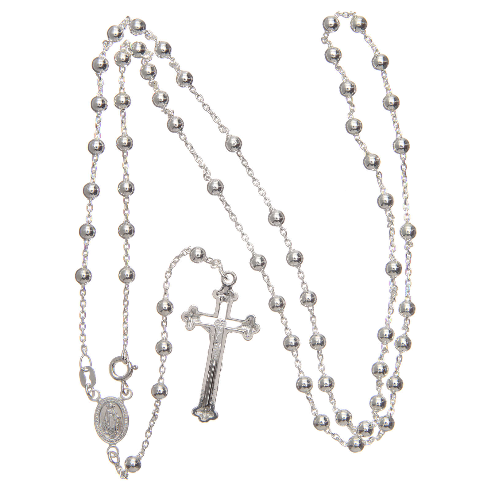 Rosary in 925 silver with round 4mm beads | online sales on HOLYART.co.uk