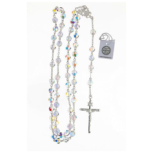 Rosary 925 silver white strass 8 mm beads ornate cross | online sales ...
