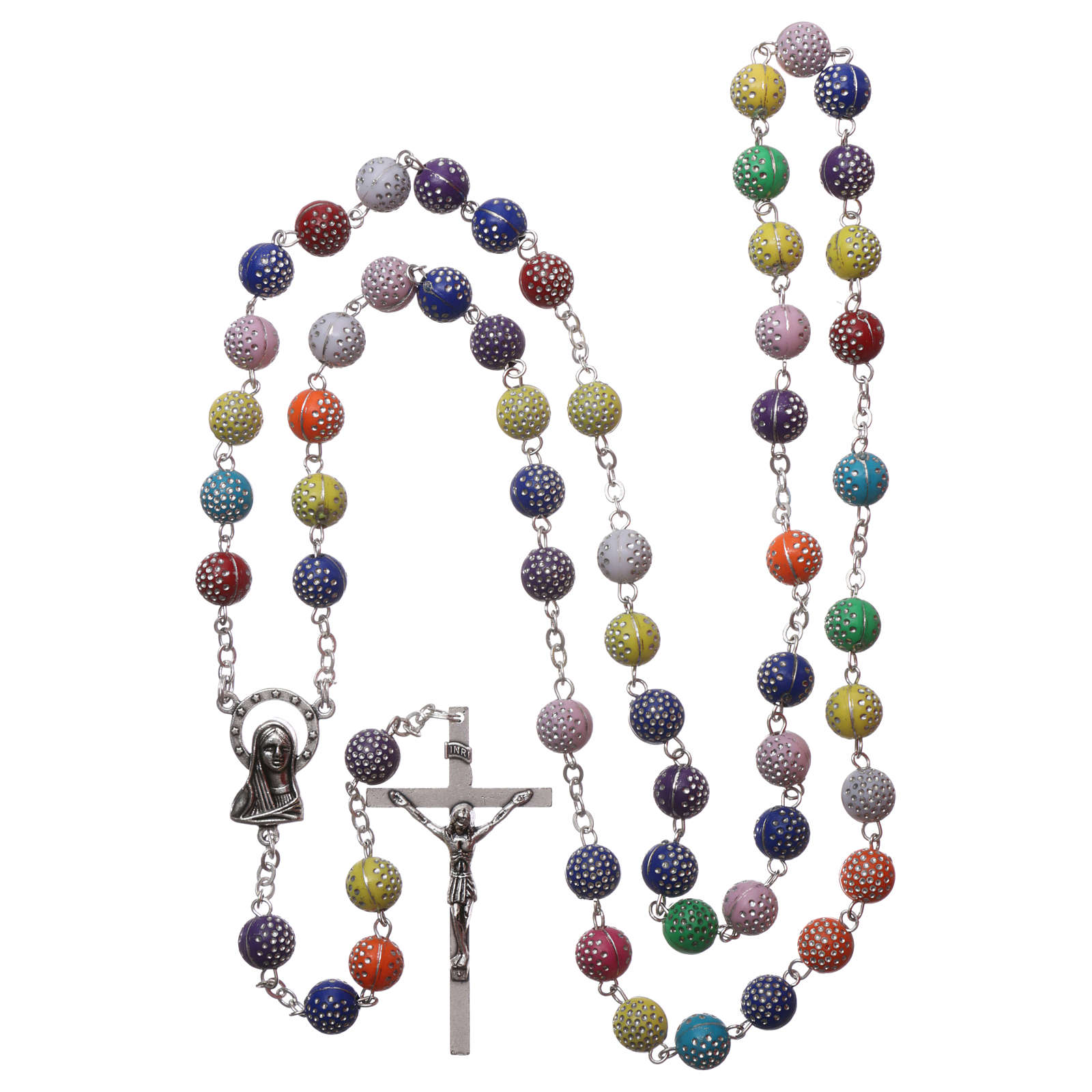Rosary in plastic with 5x5 mm grains decorated with glitter | online ...