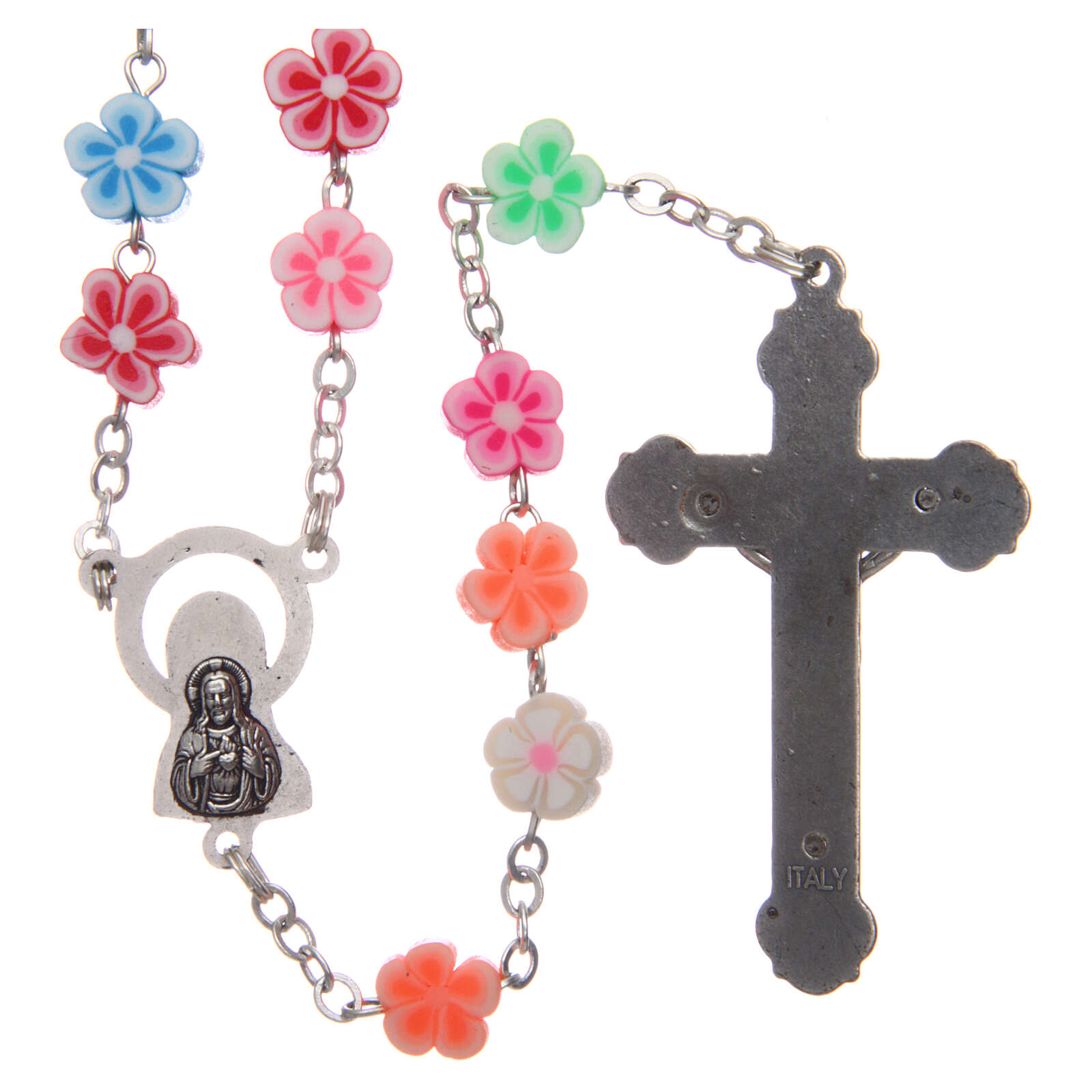 Plastic rosary multicolored flower shaped beads 9 mm | online sales on ...
