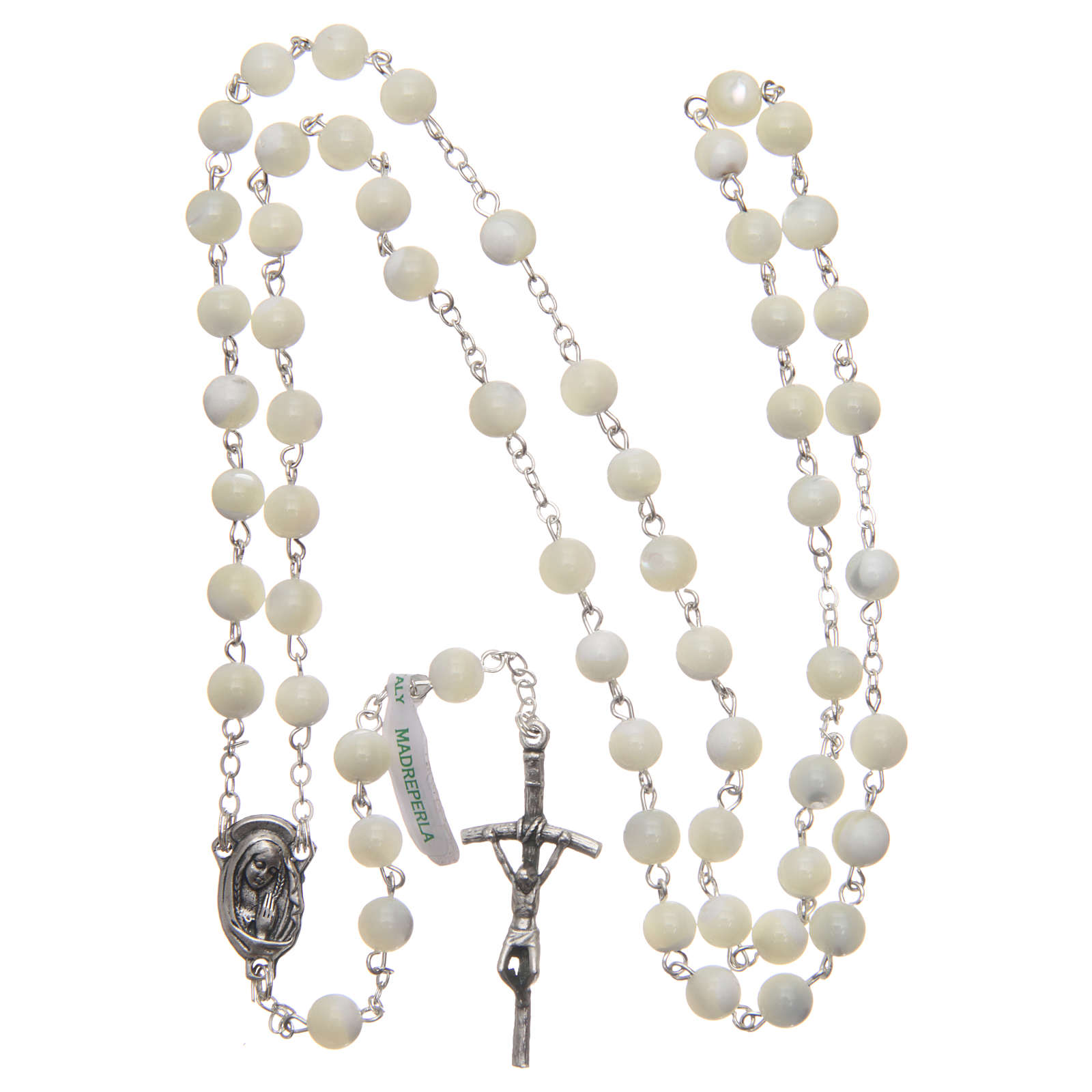 Rosary in genuine Mother of Pearl, round 6 mm beads | online sales on ...
