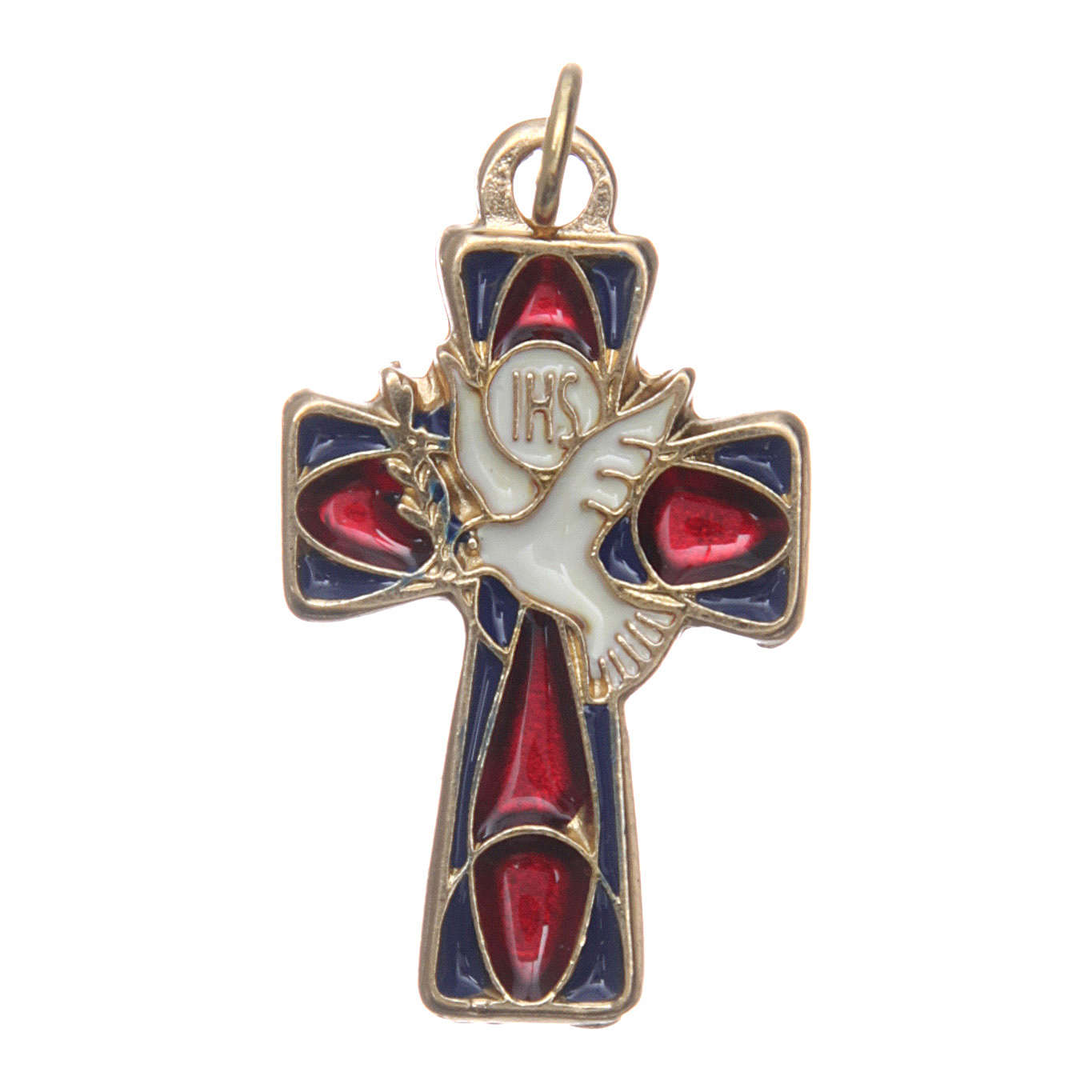 Confirmation cross in gold metal and blue and red varnish | online ...