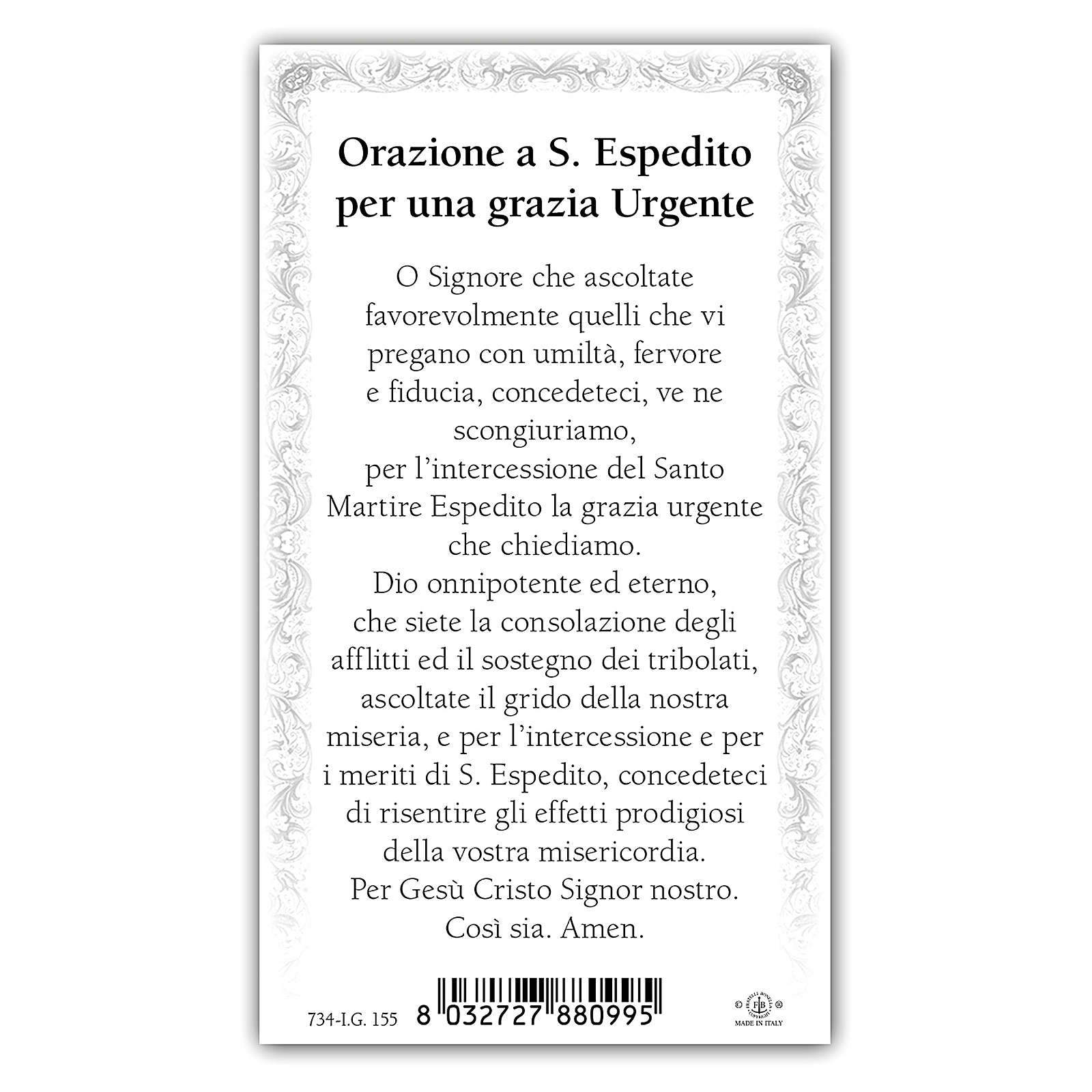 Holy card, Saint Expeditus, Prayer ITA 10x5 cm | online sales on ...