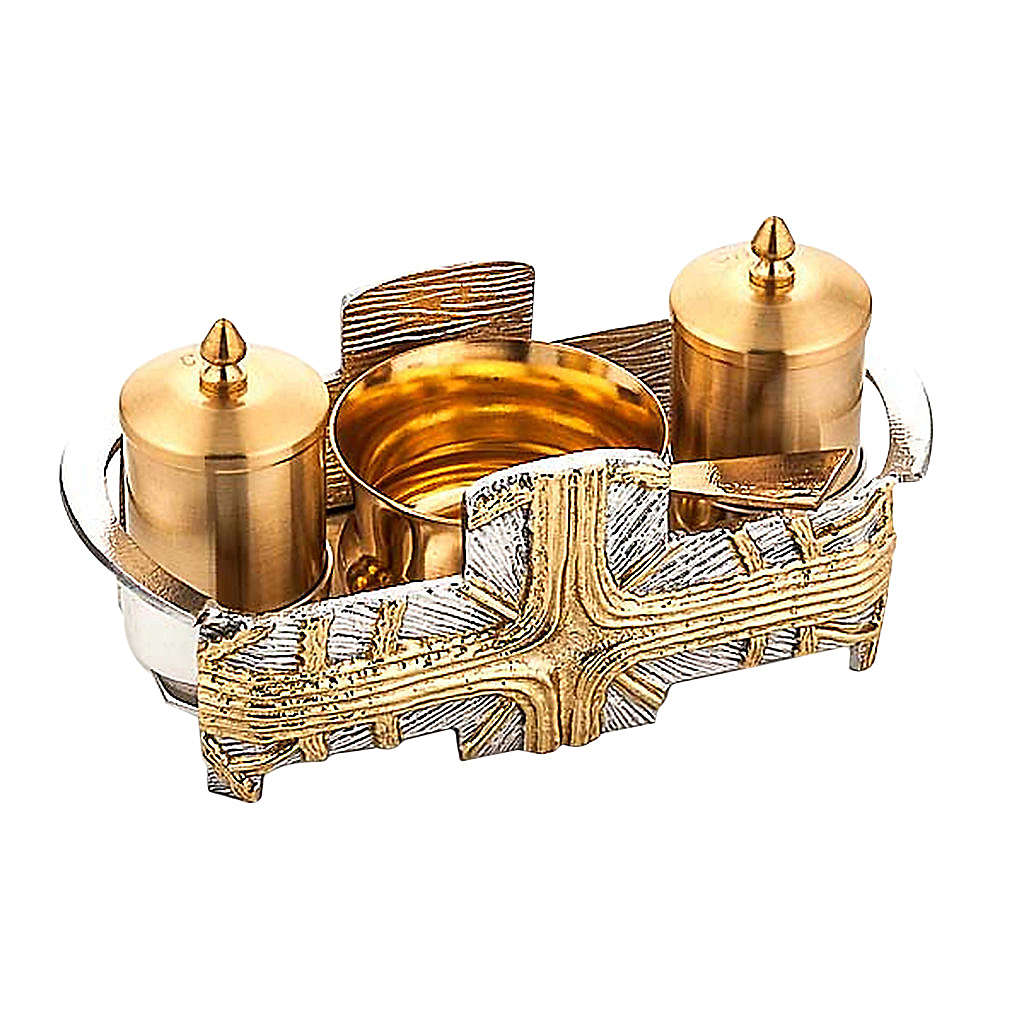 Baptism set silver and gold cross | online sales on HOLYART.com