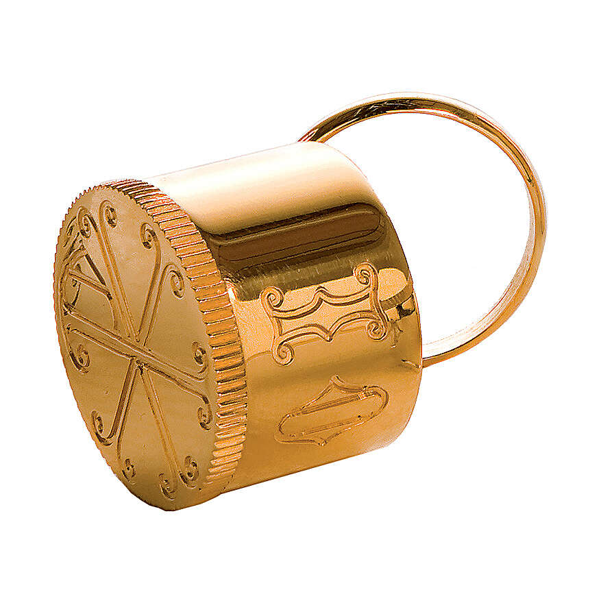 Molina confirmation oil holder with ring in golden brass with PAX ...