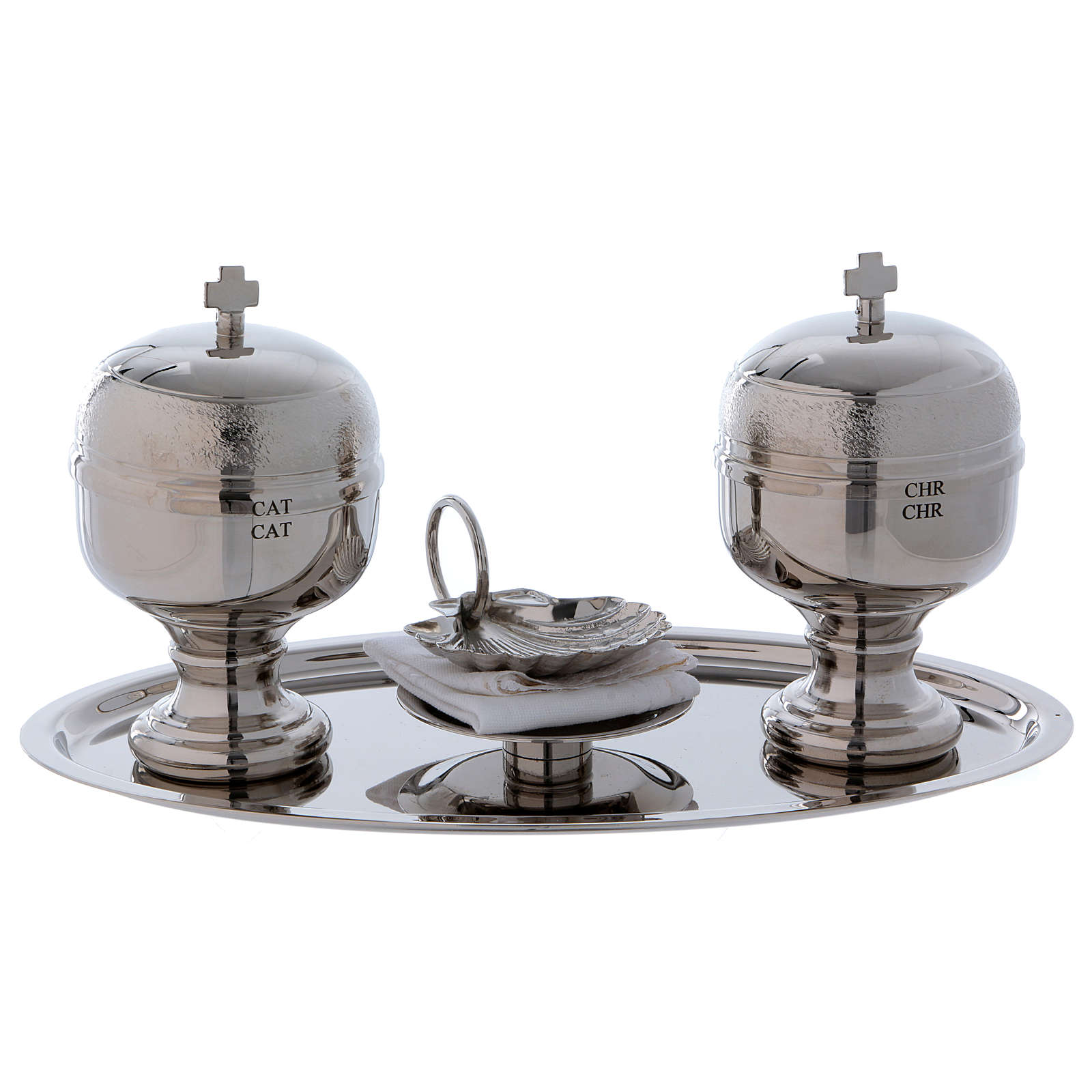 Baptism set with two Sacred Oils containers and shell in | online sales ...