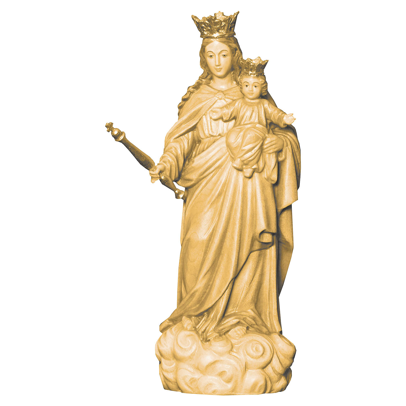 Estatua María Auxiliadora de madera de la Val Gardena, acabado con ...
