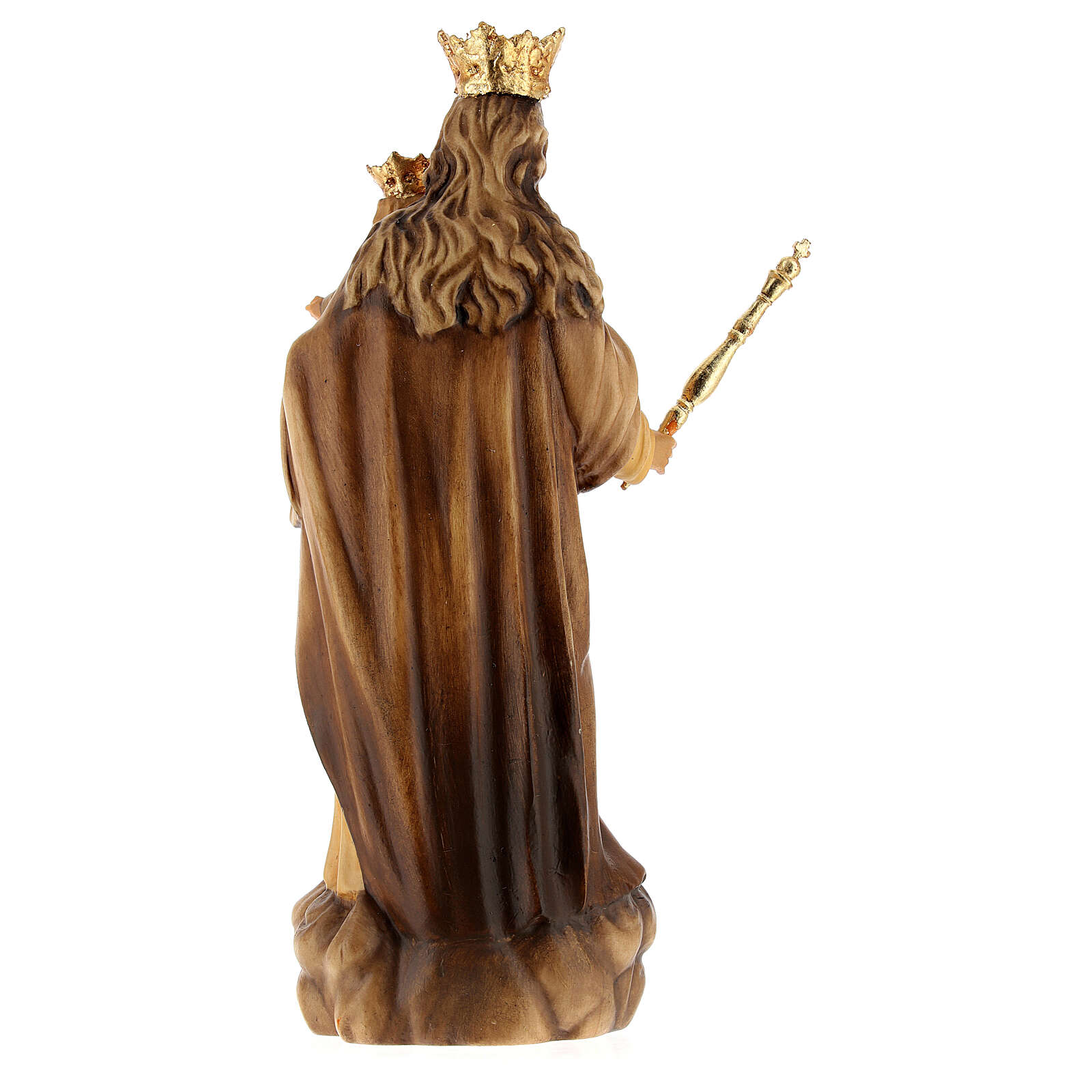 Estatua María Auxiliadora de madera de la Val Gardena, acabado con ...