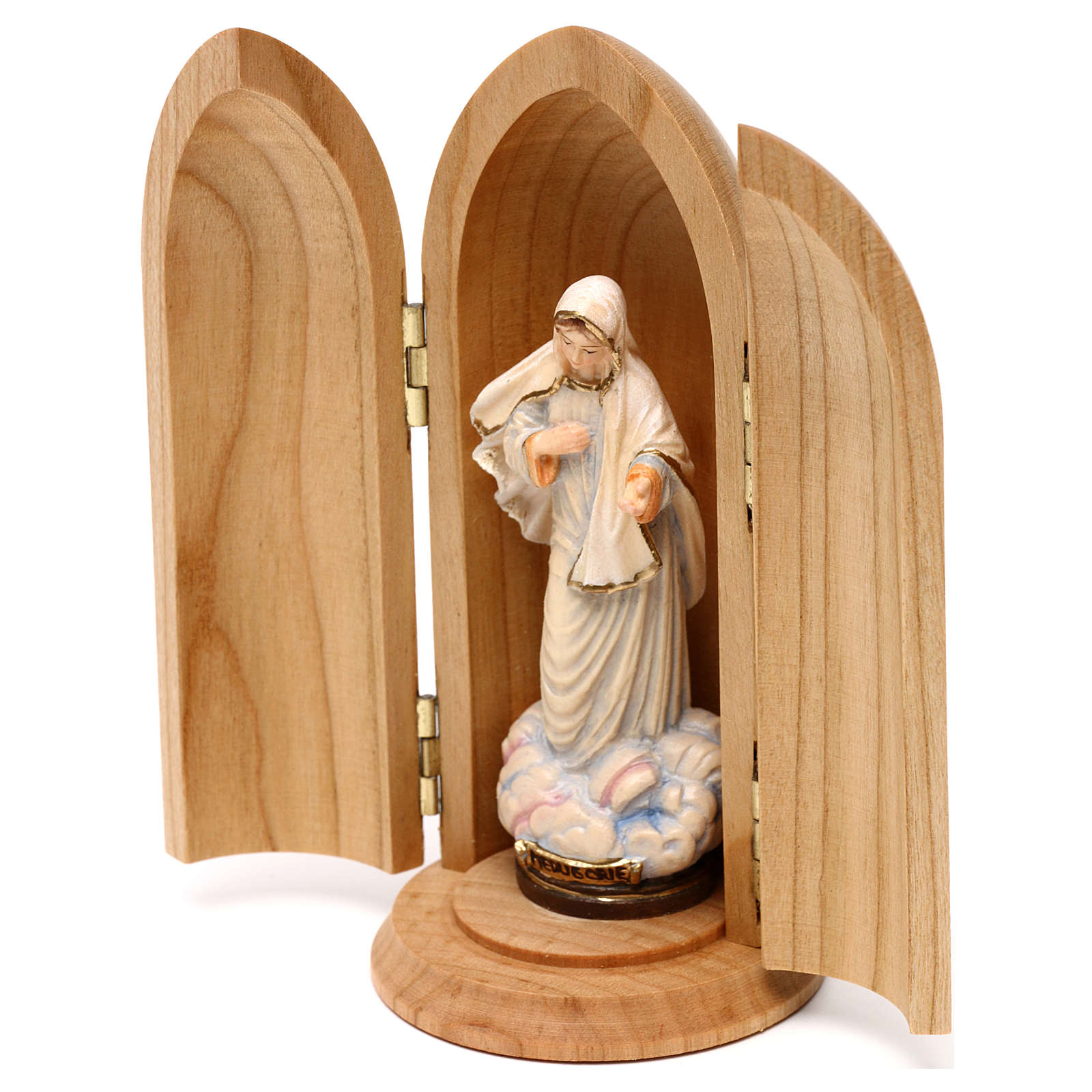 Our Lady Queen of Hope wooden statue painted in niche | online sales on ...