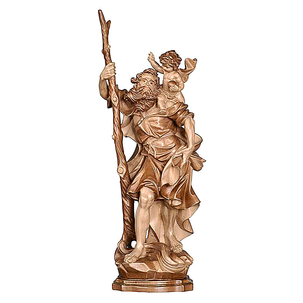 Saint Christopher statue in wood burnished in 3 colours | online sales ...