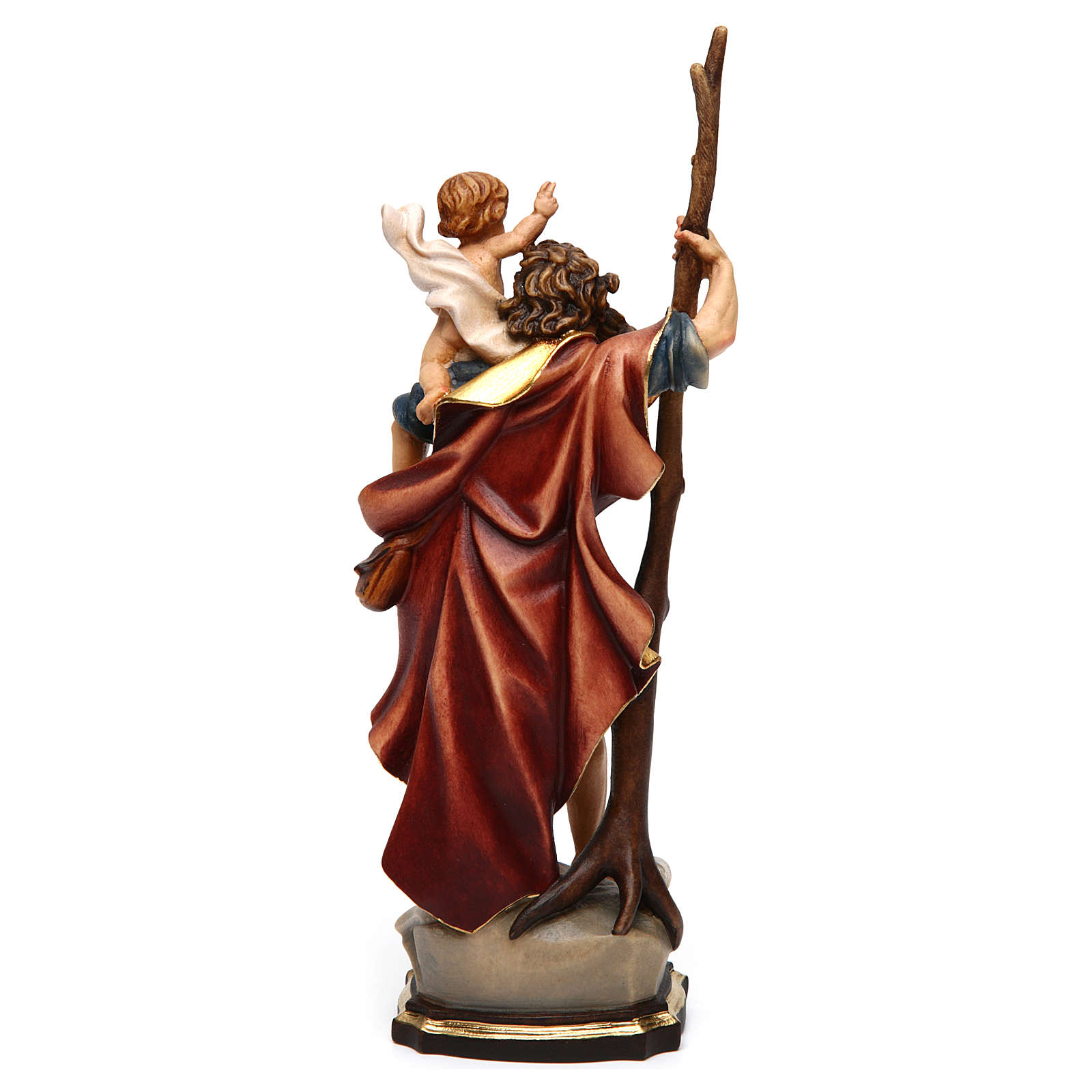 Saint Christopher statue in coloured wood | online sales on HOLYART.co.uk