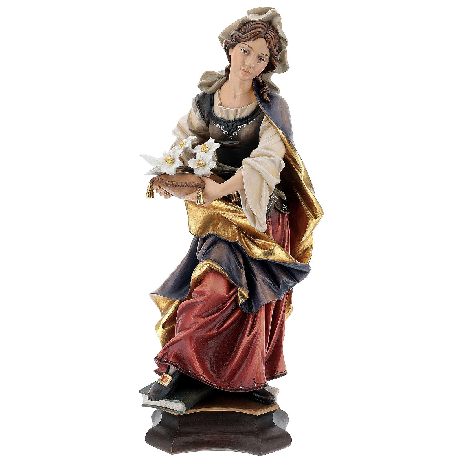 Estatua Santa Silvia con lirio madera pintada Val Gardena | venta ...