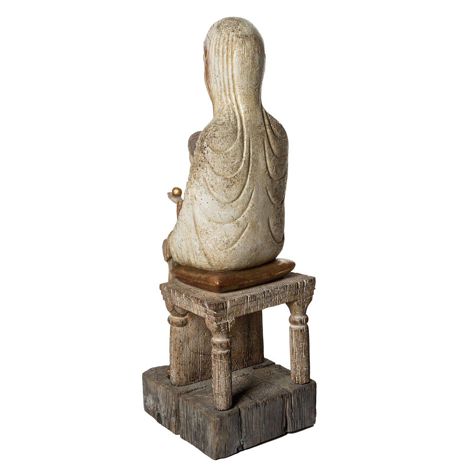 Seat of Wisdom statue in old finishing painted wood 72cm Bethlee ...