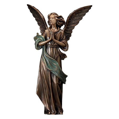 Statua Angelo Custode in bronzo 65 cm verde per ESTERNO | vendita ...