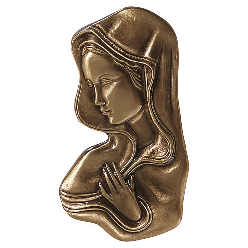 Plaque Vierge voile en bas-relief effet bronze 20x11 cm | vente en ...