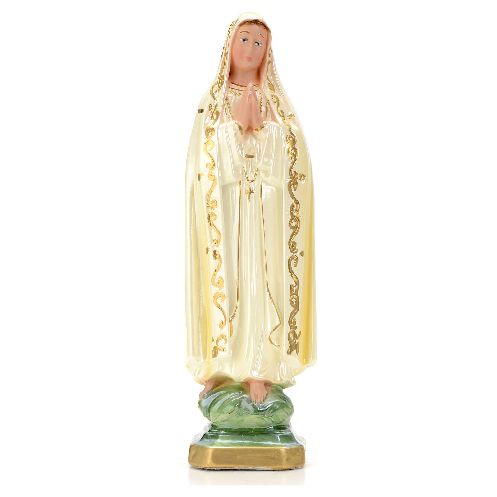Our Lady of Fatima statue in plaster and pearlized colors, 30 c ...