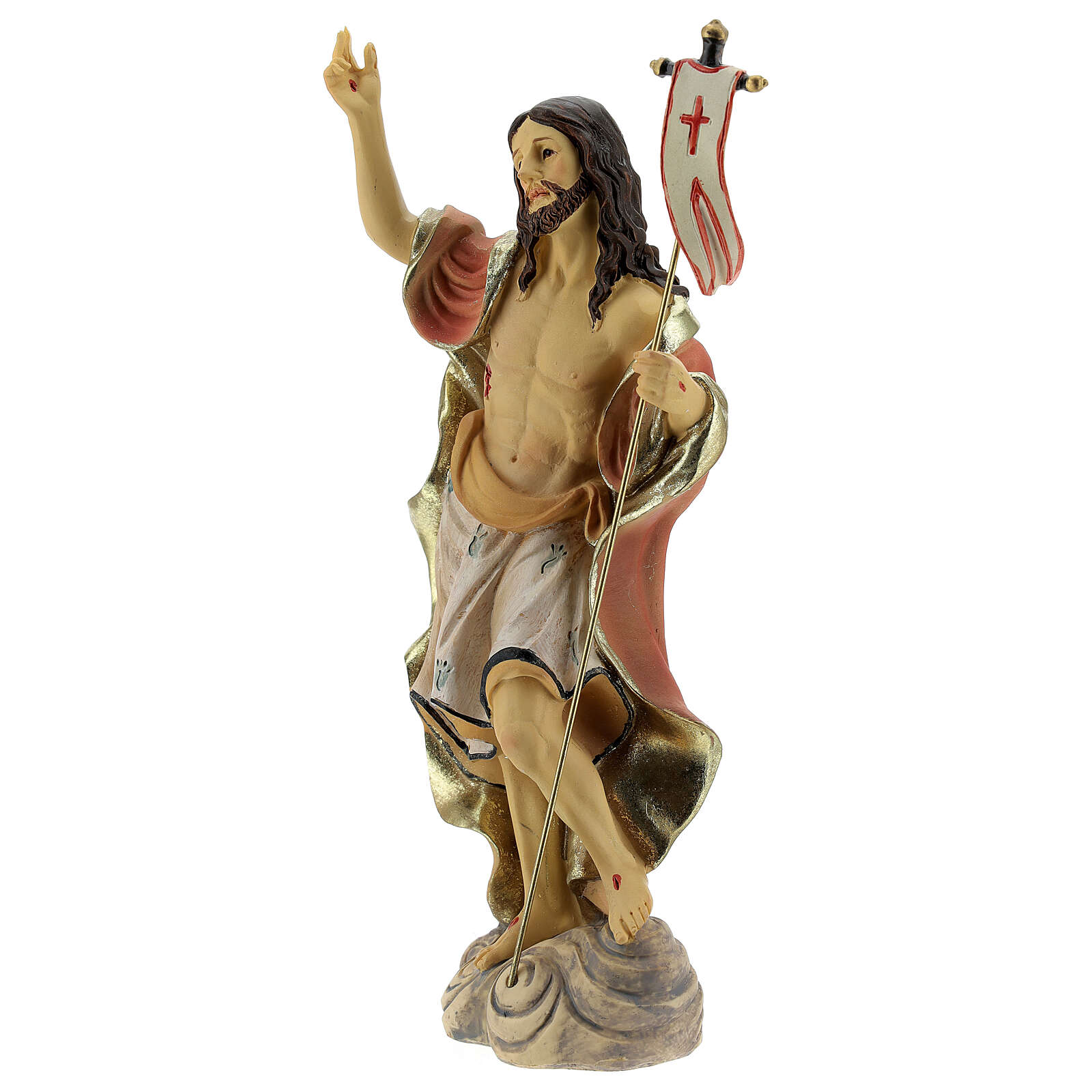 Cristo Resucitado cruz bandera estatua resina 20 cm | venta online en ...