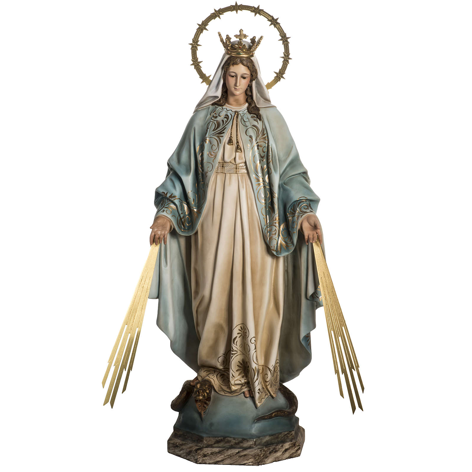 Our Lady of Miracles statue in wood paste, Crystal eyes, 100 cm ...